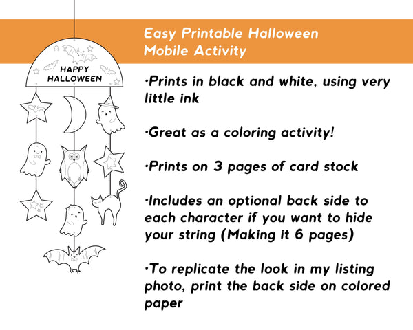 Printable Halloween Mobile Coloring Activity – Kudzu Monster