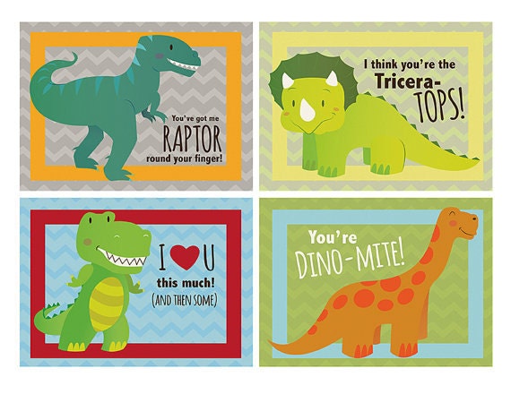 Dinosaur Valentine Set of 4 – Kudzu Monster