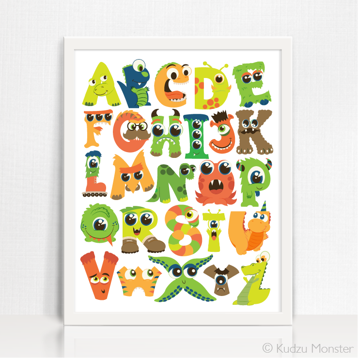 Monster ABC 123 Printable Art Set – Kudzu Monster