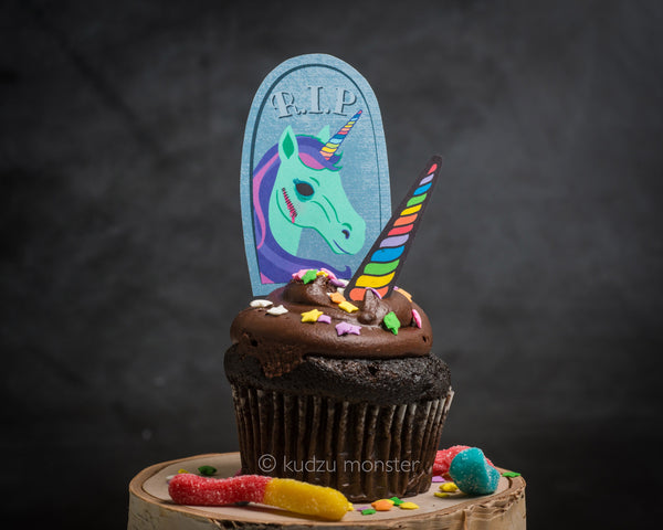 Zombie Unicorn Cupcake Toppers – Kudzu Monster