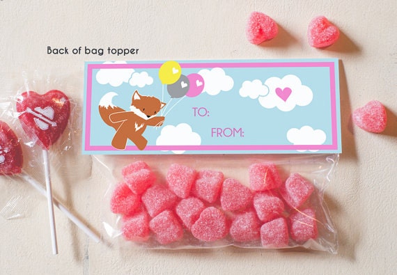 Fox with Balloon Valentine Treat Bag Topper – Kudzu Monster