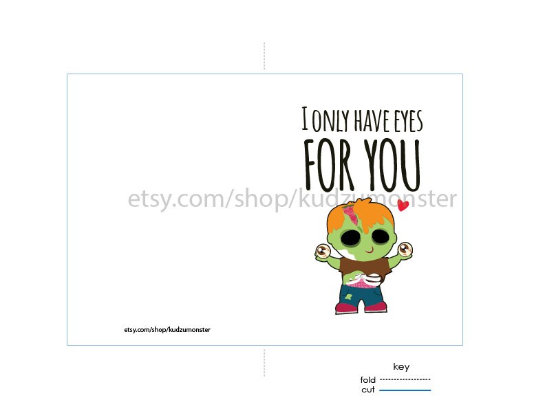 "I Only Have Eyes for You" Zombie Love Card – Kudzu Monster